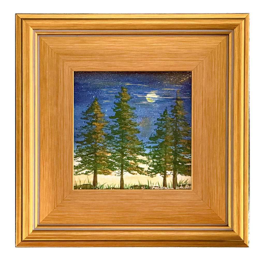 Fabiana Walsh Pine Tree "Night Moon" in Gold Wood Frame – The Kalled ...