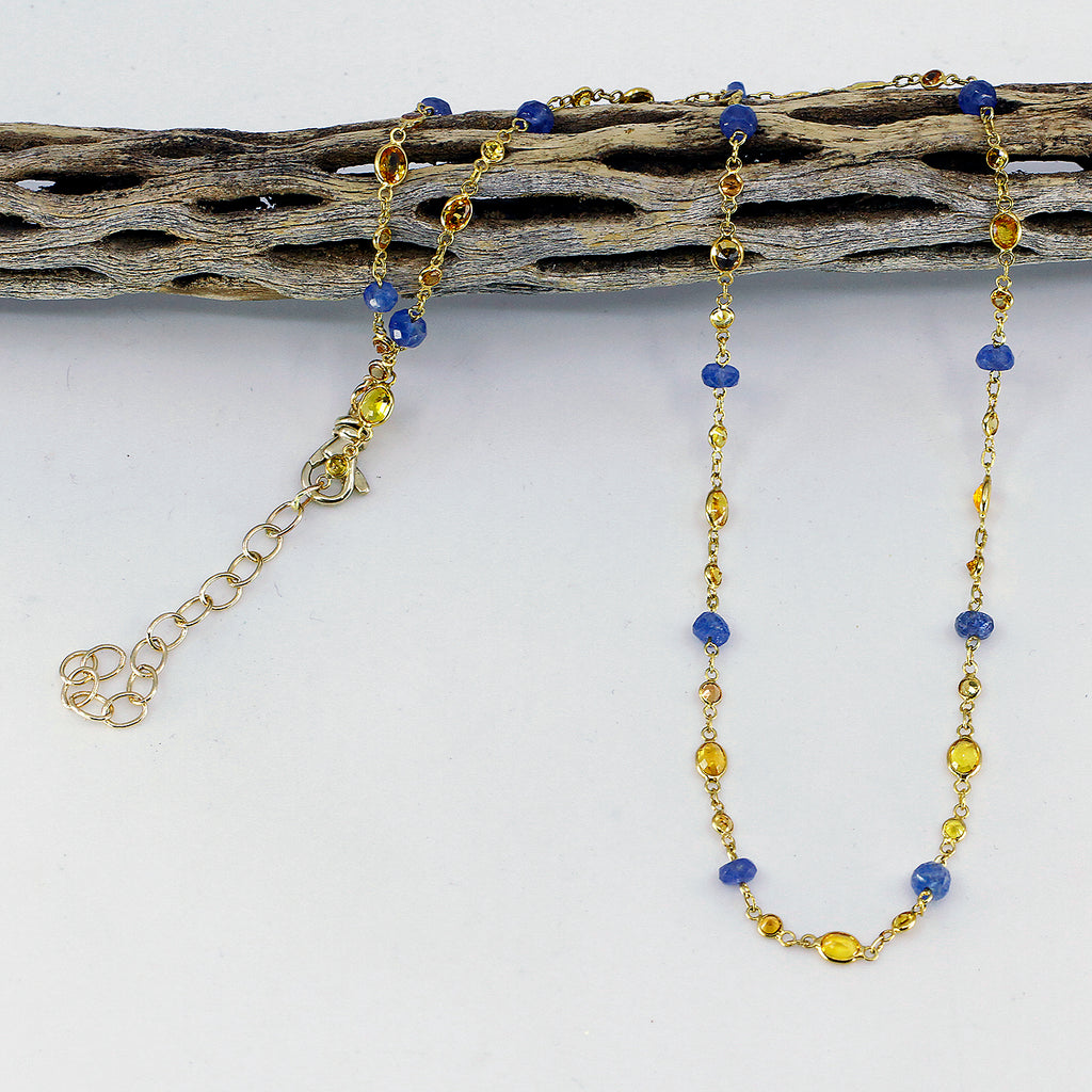 Blue and Yellow Sapphire Beaded 18k Gold Chain – The Kalled Gallery