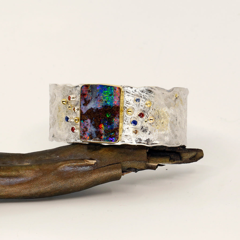 Boulder Opal Sculpted Cuff Bracelet Sapphires 22k 18k SS – The Kalled ...