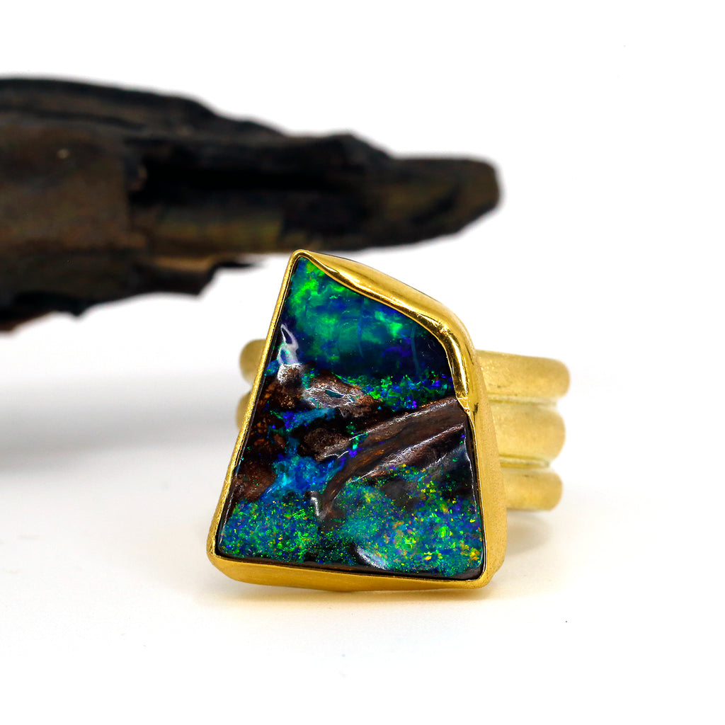 Boulder Opal Sculpted Ring 22k 18k 14k – The Kalled Gallery