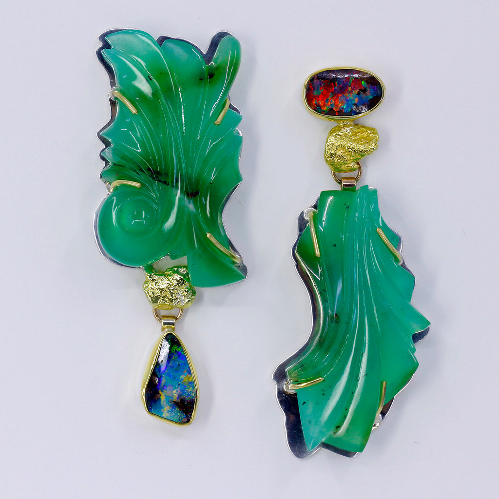 Chrysoprase Boulder Opal Earring 22k 18k Fine Silver – The Kalled Gallery