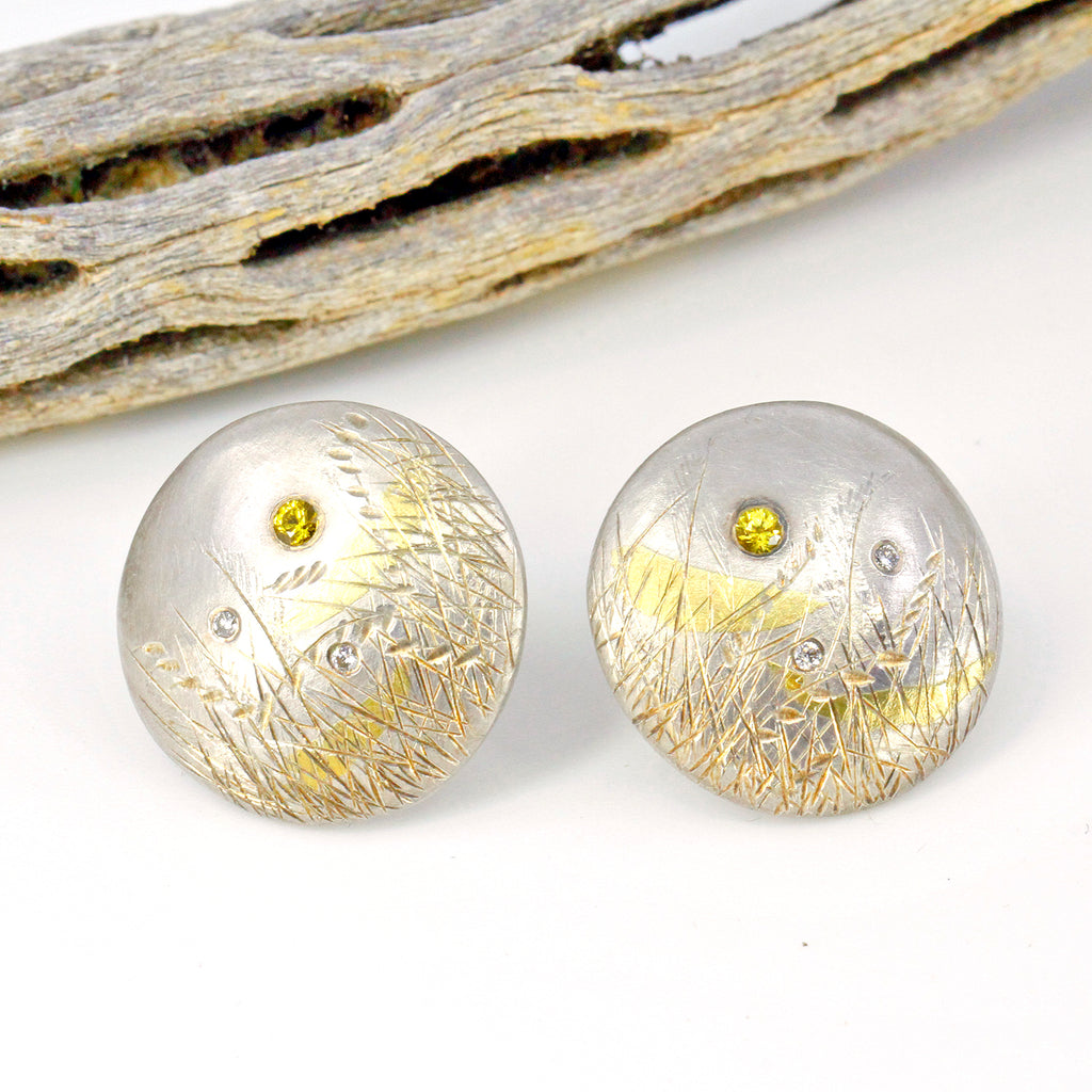 Constance Wicklund-Gildea Post Earrings 18k Gold Silver Diamonds – The ...