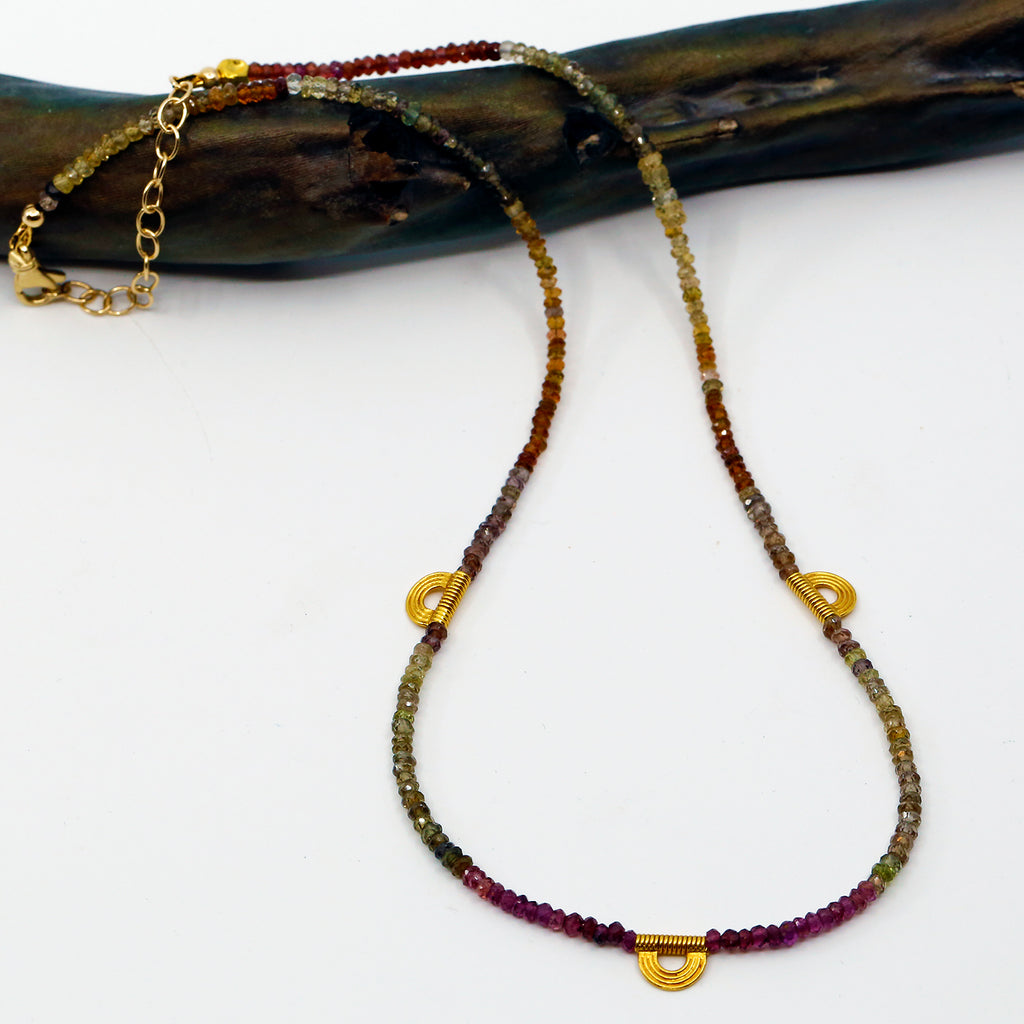 Sapphire Beaded Necklace 18k Gold Beads – The Kalled Gallery