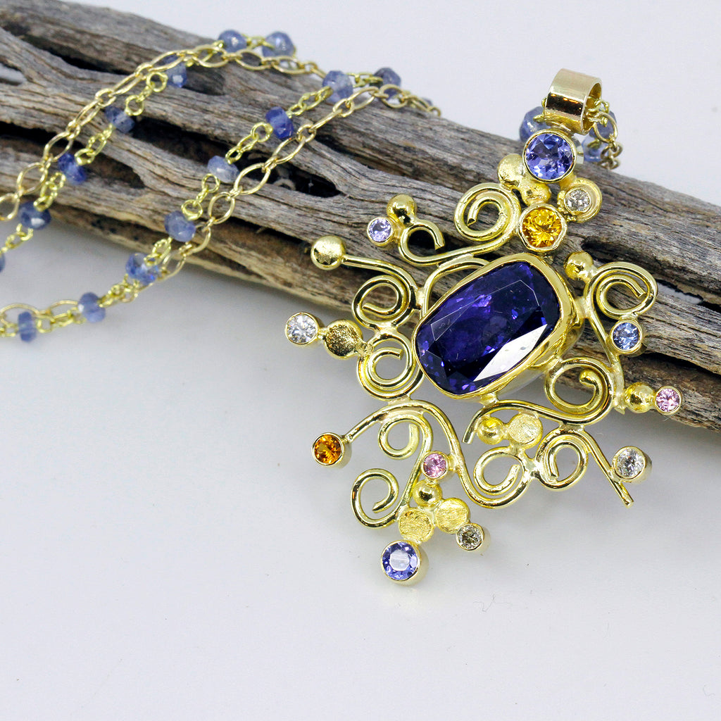 "The Southern Cross" Tanzanite Necklace Diamond Sapphire Spessartite G ...