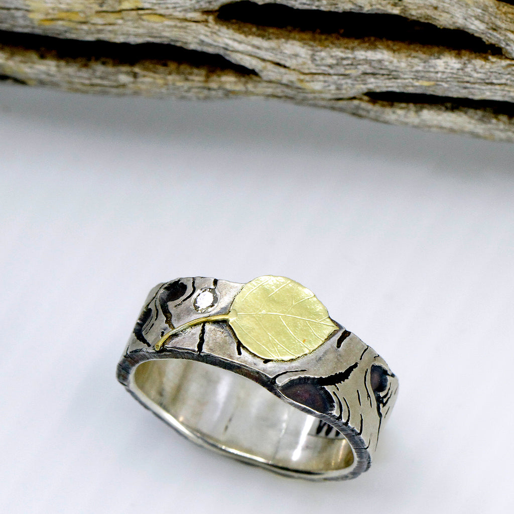 Wolfgang Vaatz Ring Gold Oxidized Silver Diamond – The Kalled Gallery