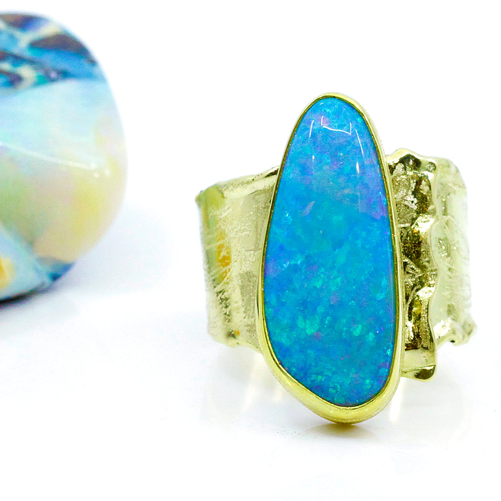 Boulder Opal Sculpted Ring 22k 18k Gold – The Kalled Gallery