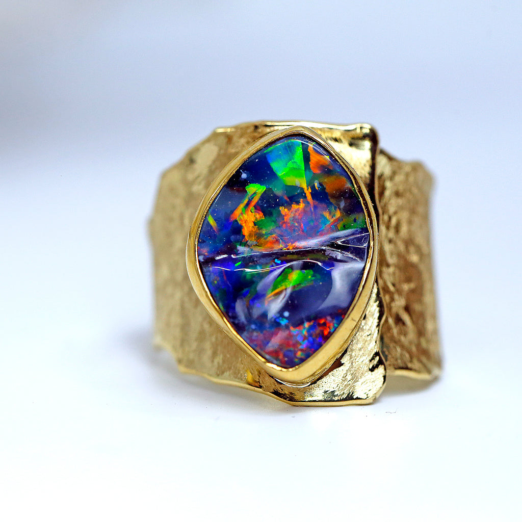 Jennifer Kalled Boulder Opal Sculpted Ring 22k 18k Gold – The Kalled ...